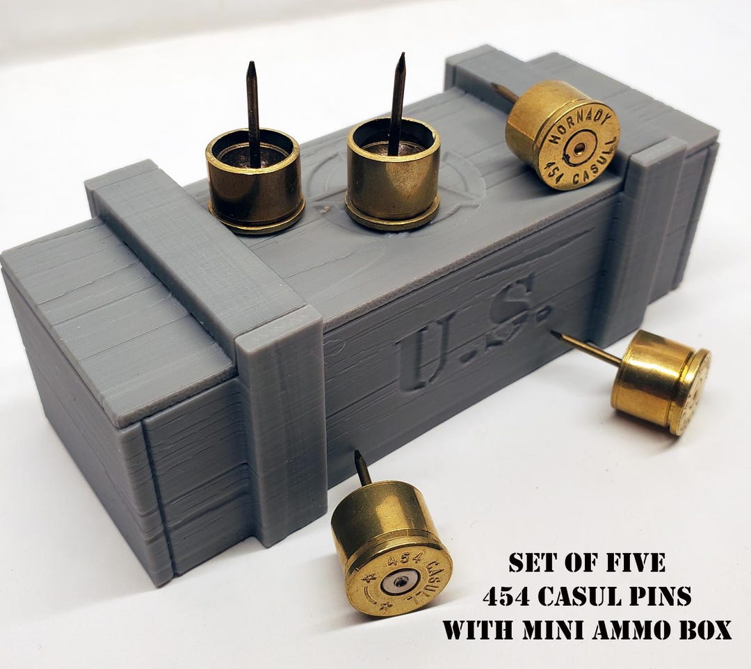 Set of 5 Bullet Brass Push Pins Made With Recycled Casing of 454 Casul ...