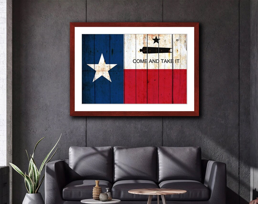 Texas Flag on Barn Wood Framed Wall Art Print, Come and Take It - Etsy