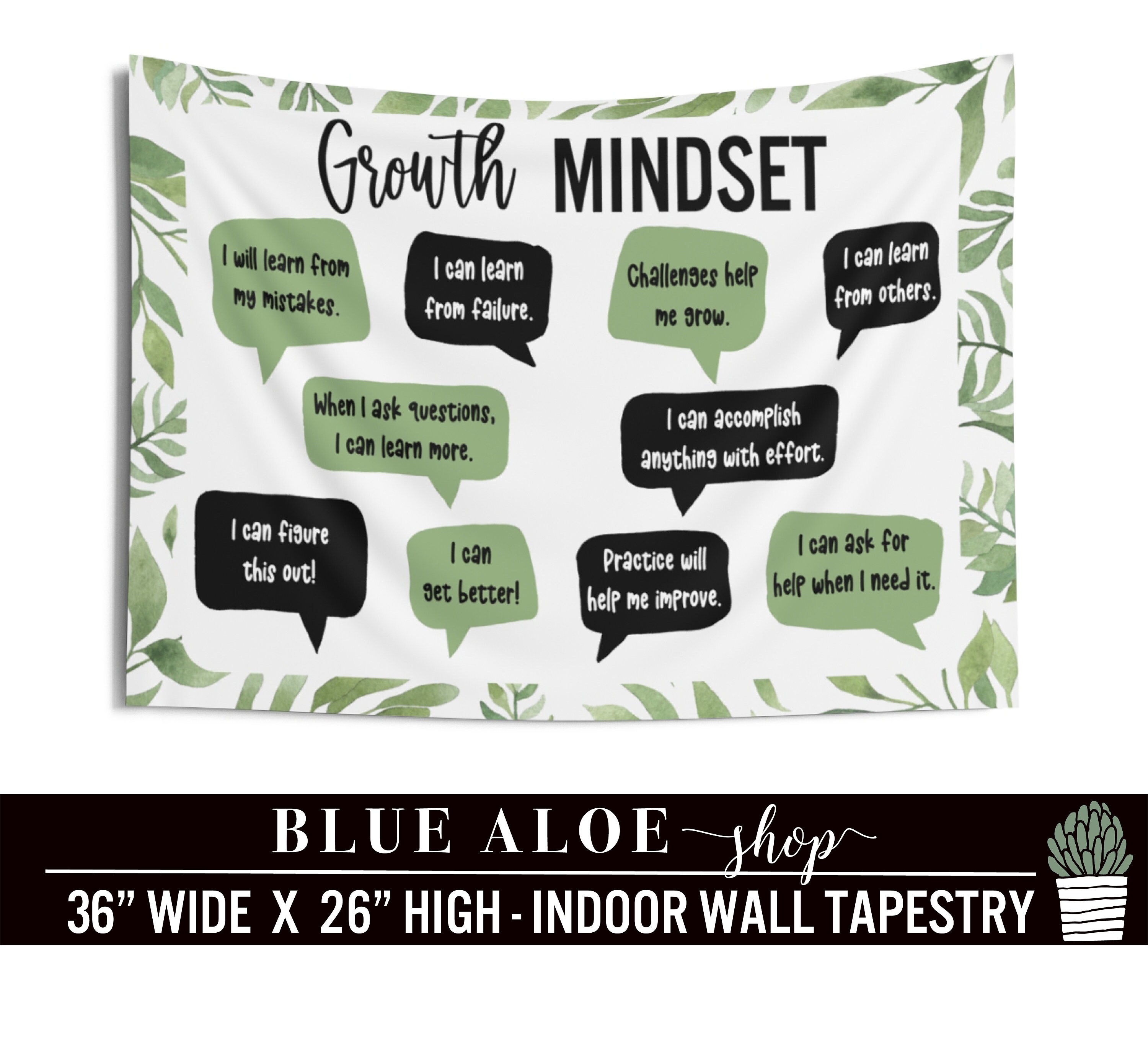 Growth Mindset Wall Tapestry Hanging Banner for Classroom - Etsy