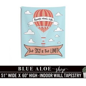 The Sky is the Limit Hot Air Balloon Wall Tapestry Hanging Banner for ...