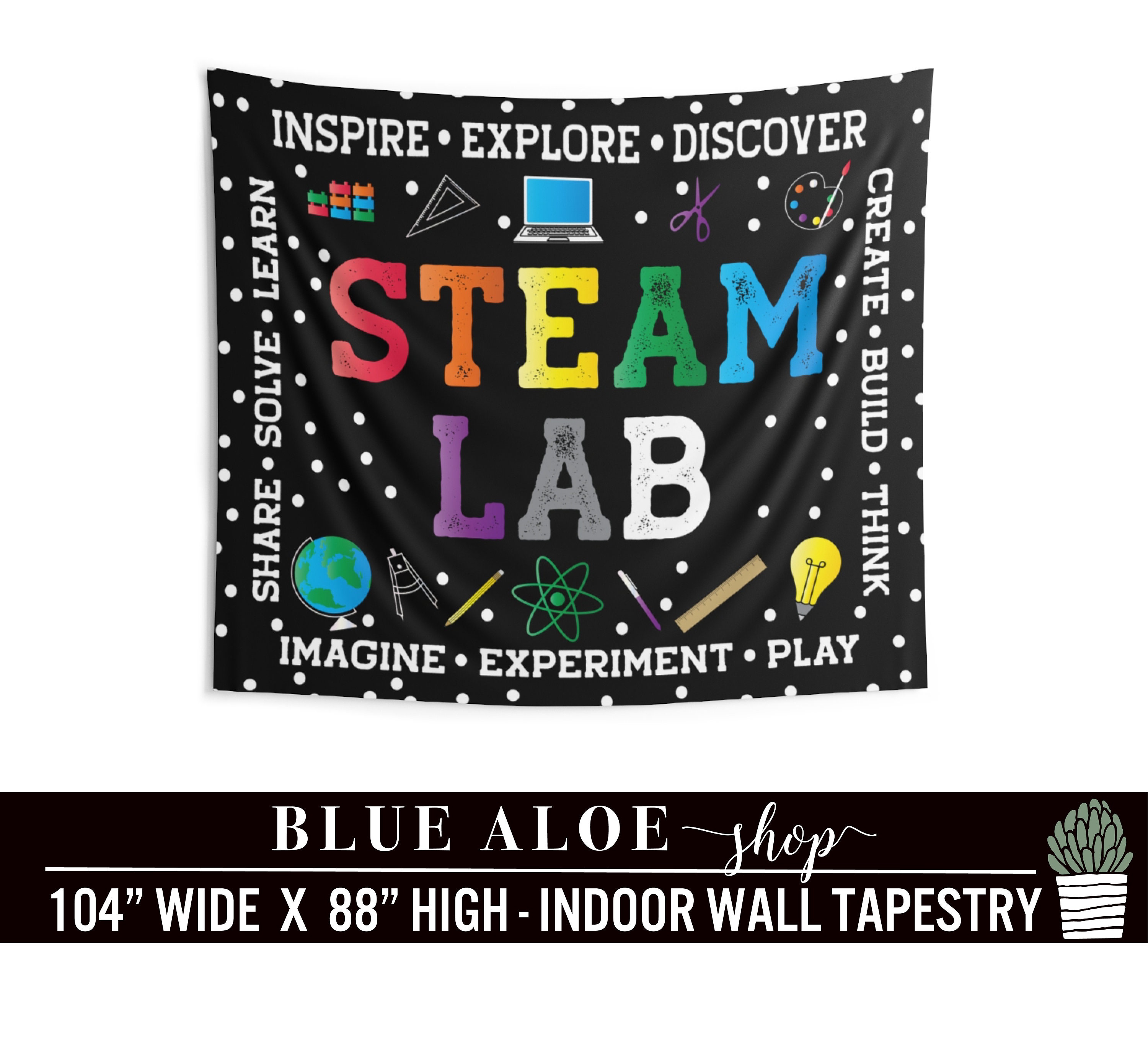 STEAM Lab Classroom Wall Tapestry Hanging Banner for Class Decoration ...