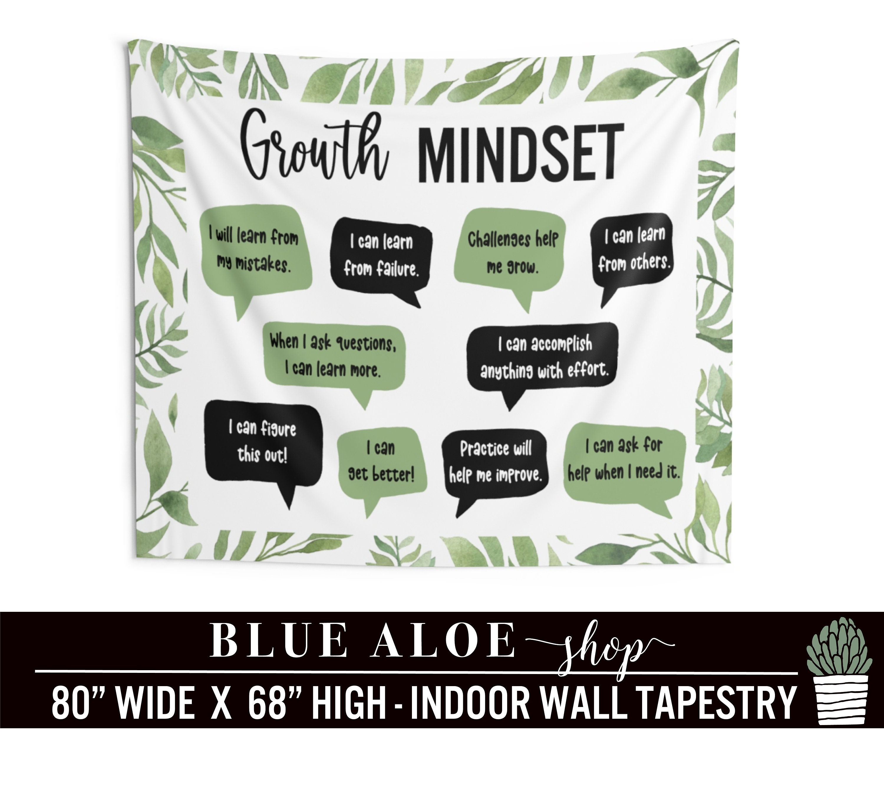 Growth Mindset Wall Tapestry Hanging Banner for Classroom - Etsy