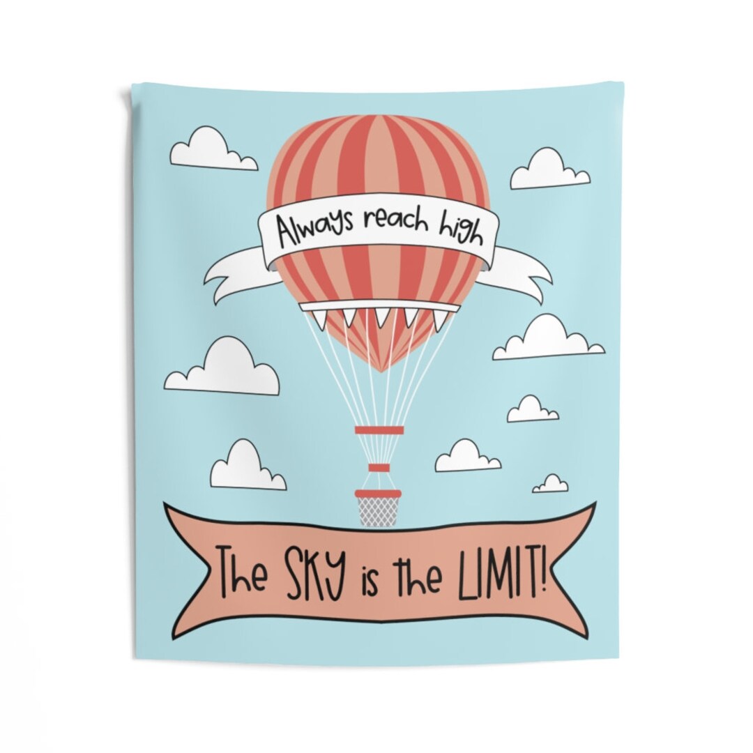 The Sky is the Limit Hot Air Balloon Wall Tapestry Hanging Banner for ...