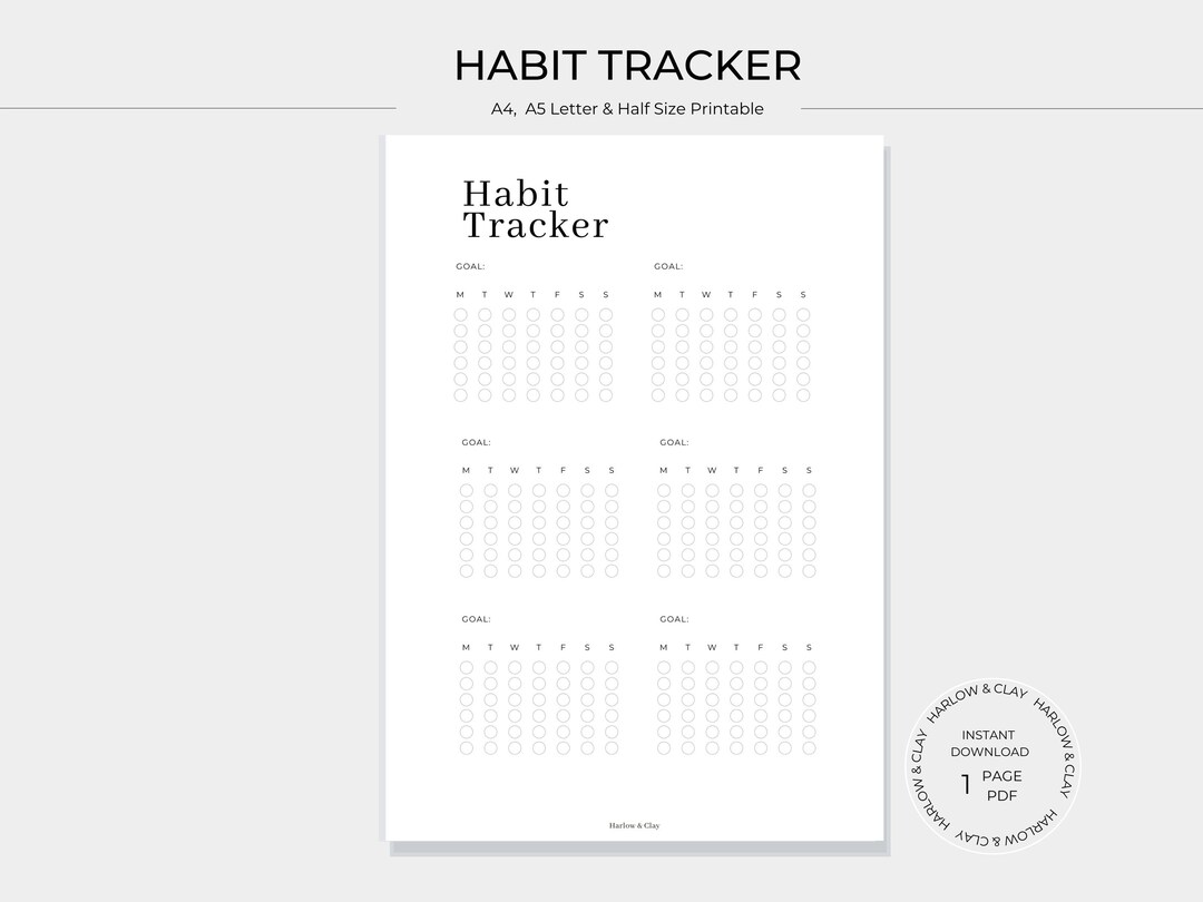 Habit Tracker Printable Insert , Instant Digital Download, A4, A5, US ...