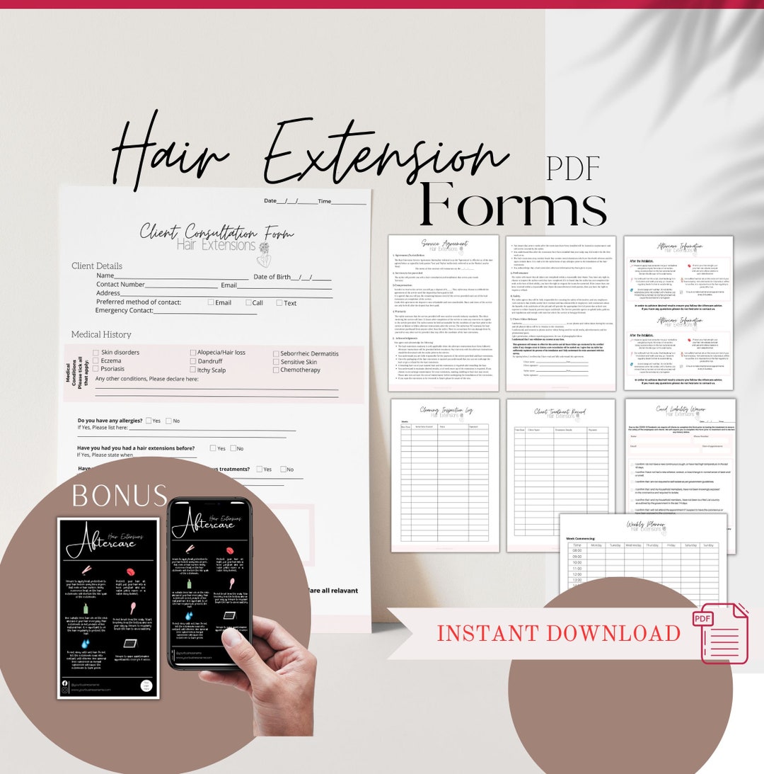 PDF Hair Extensions Contract, Hair Extensions Consultation Form, Hair ...