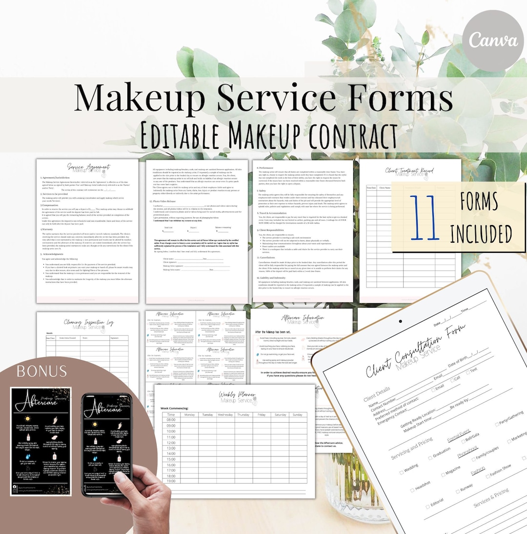Makeup Service Contract Template - Makeup Service Form, Makeup Artist ...