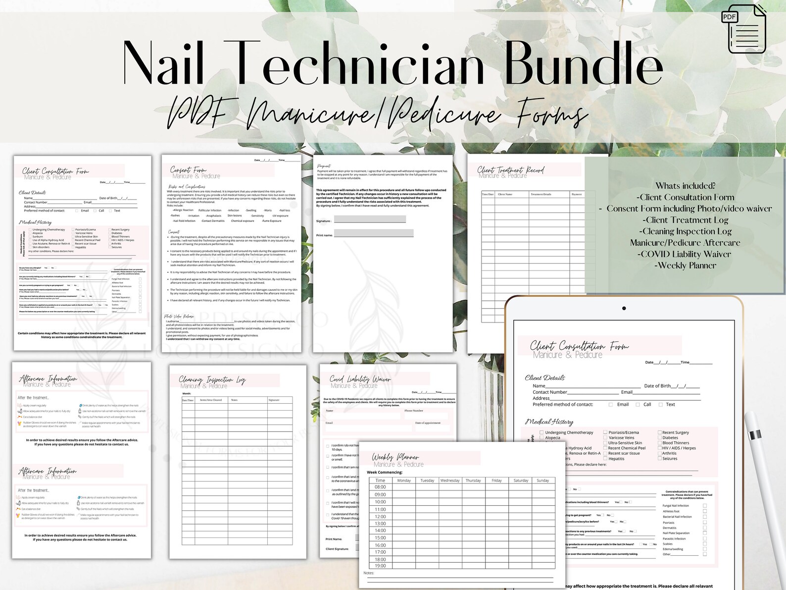 PDF Nail Consultation Form Nail Technician Form Client - Etsy