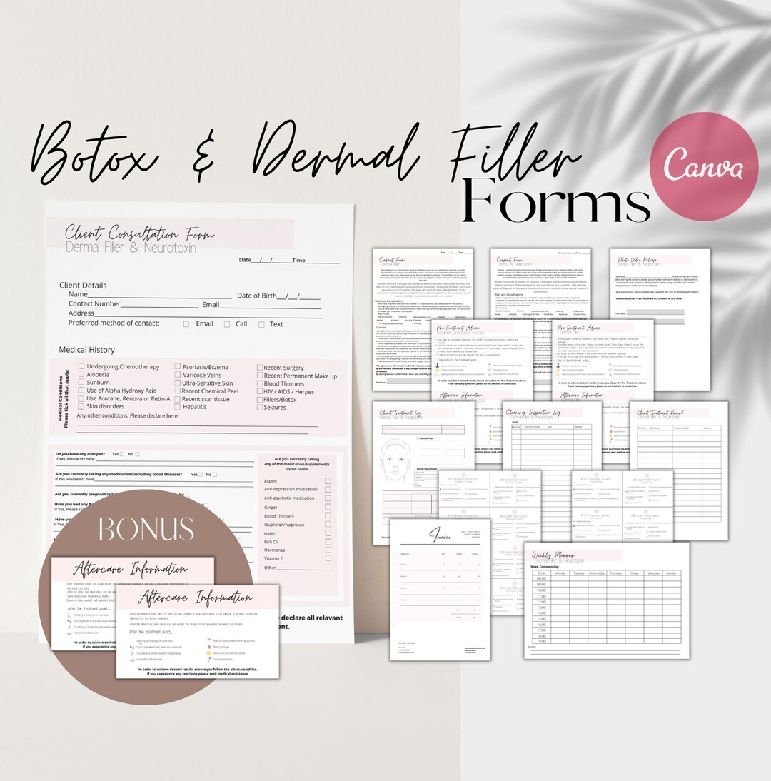 Editable Botox, Botulinum Toxin, Dermal Filler, Consent Form ...