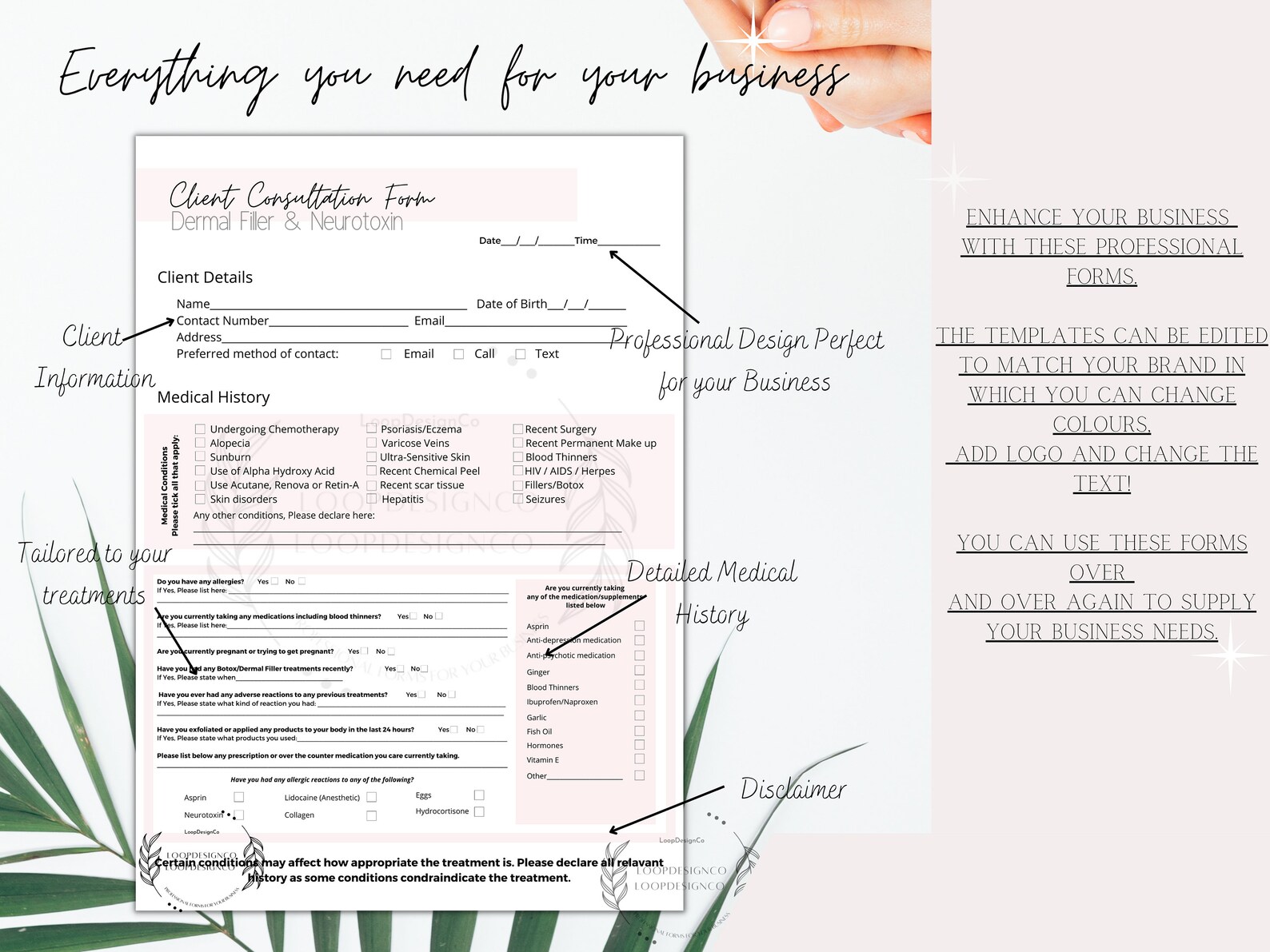 Editable Botox, Botulinum Toxin, Dermal Filler, Consent Form ...