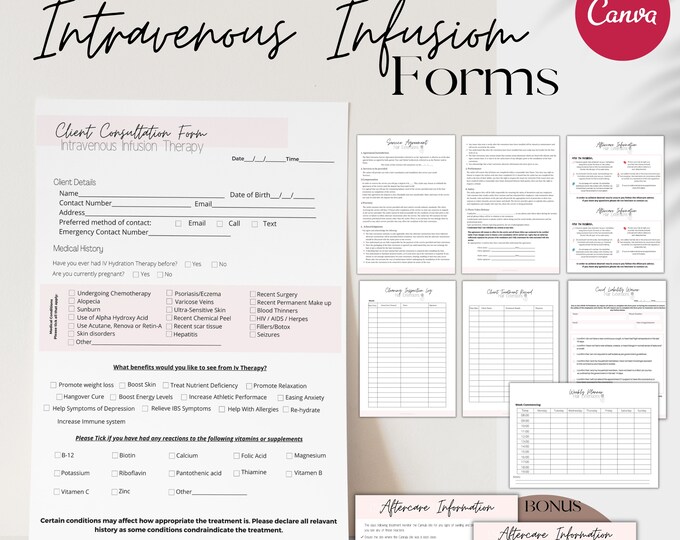 IV Therapy Intake, Consent, and Aftercare Form, Intravenous Therapy ...