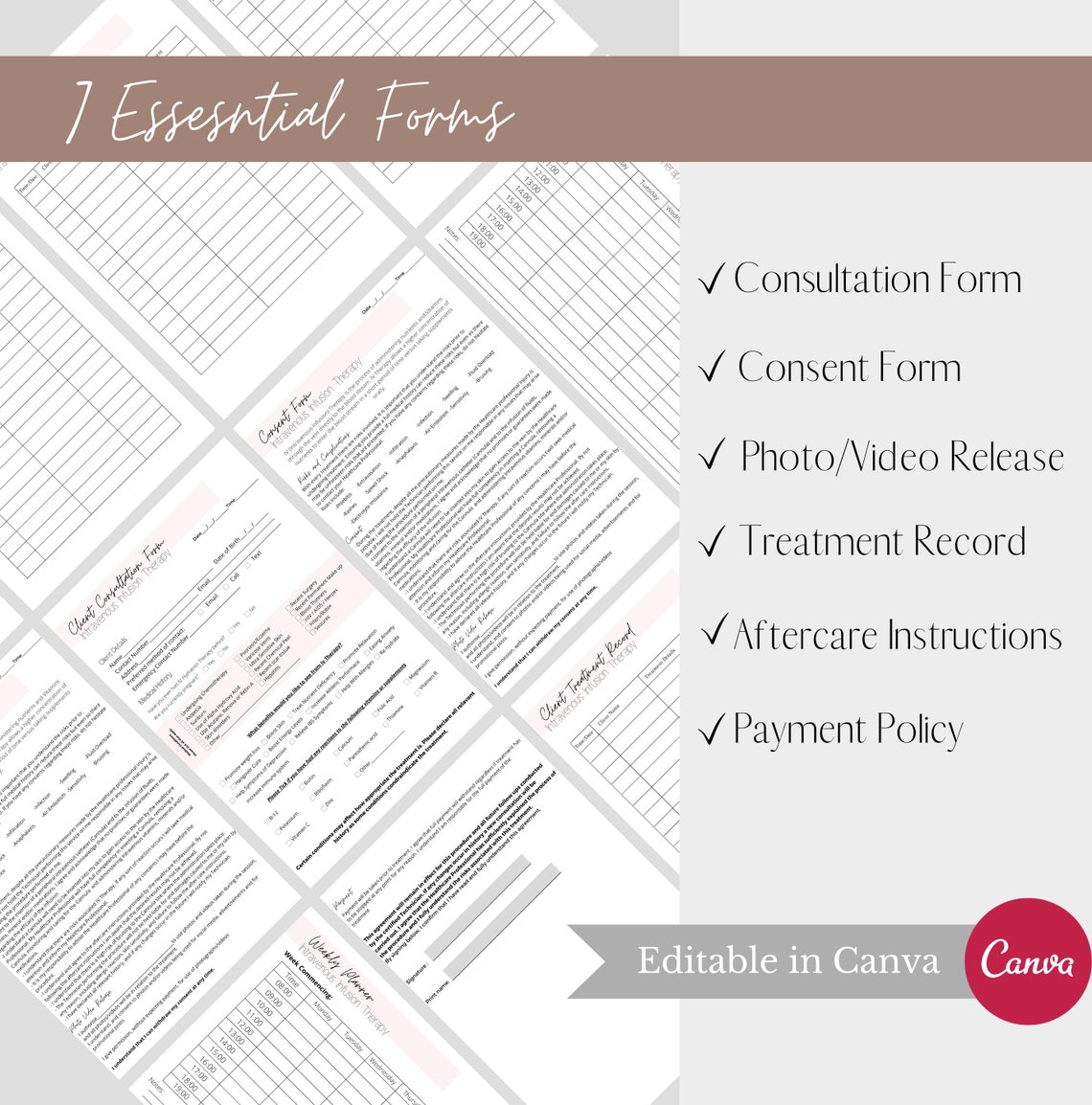 IV Therapy Intake, Consent, and Aftercare Form, Intravenous Therapy ...