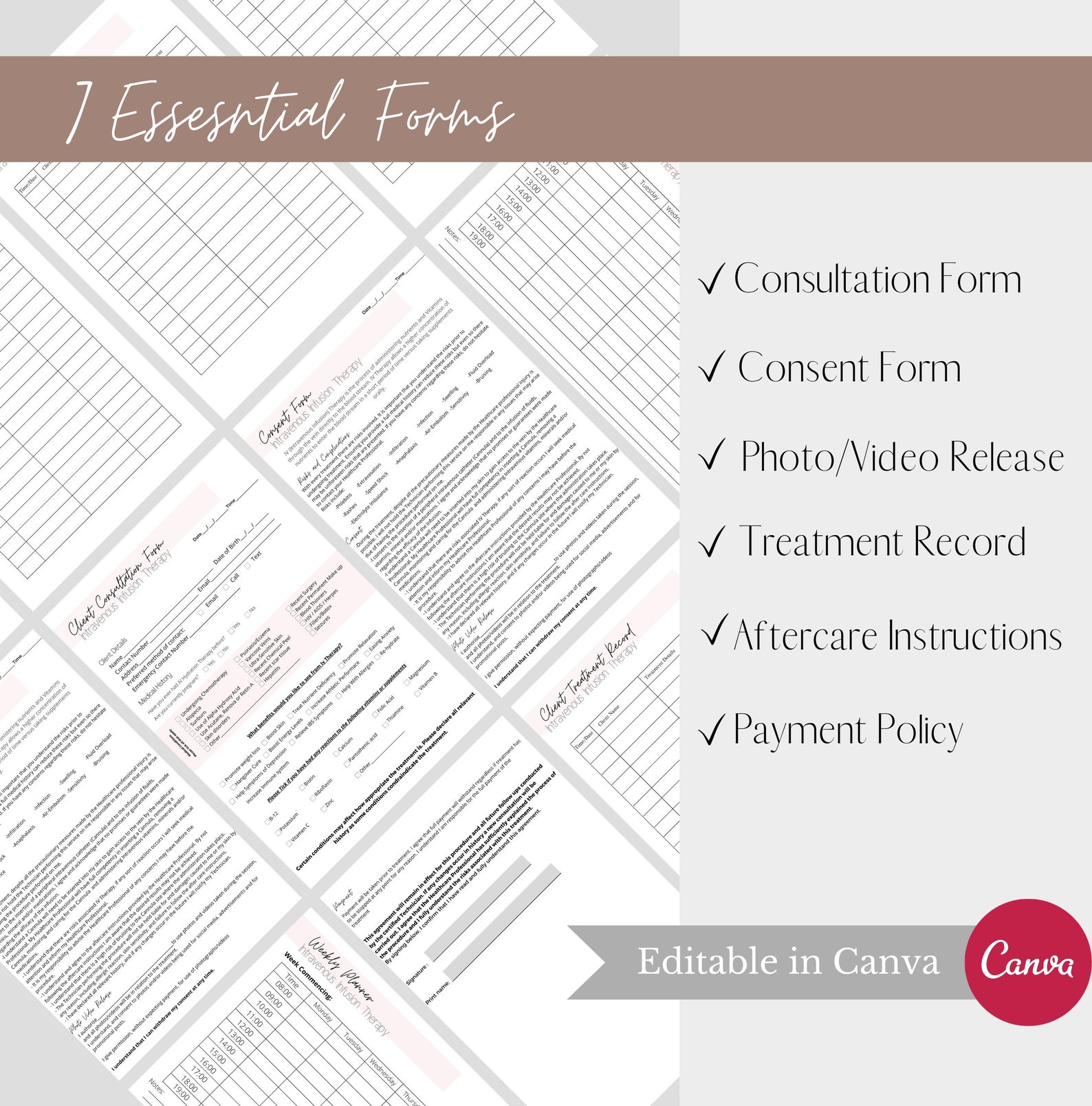 IV Therapy Intake, Consent, and Aftercare Form, Intravenous Therapy ...