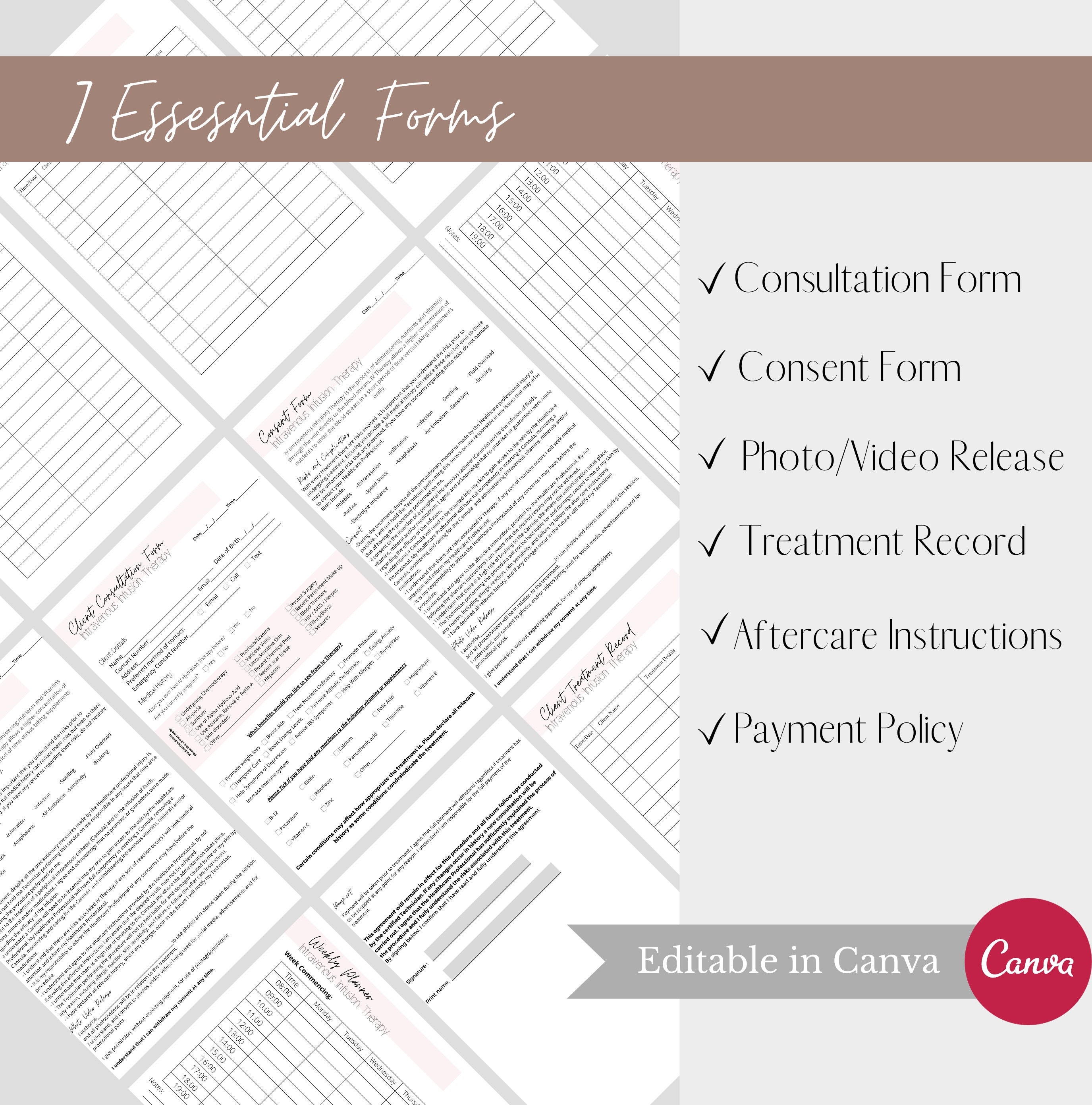 IV Therapy Intake, Consent, and Aftercare Form, Intravenous Therapy ...