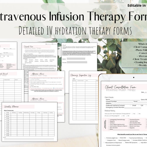 IV Therapy Intake Consent and Aftercare Form Intravenous - Etsy