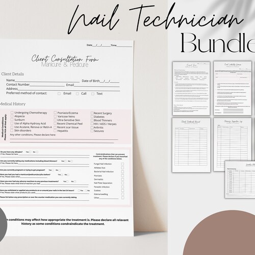 Nail Consultation Form Nail Technician Form Client Intake - Etsy