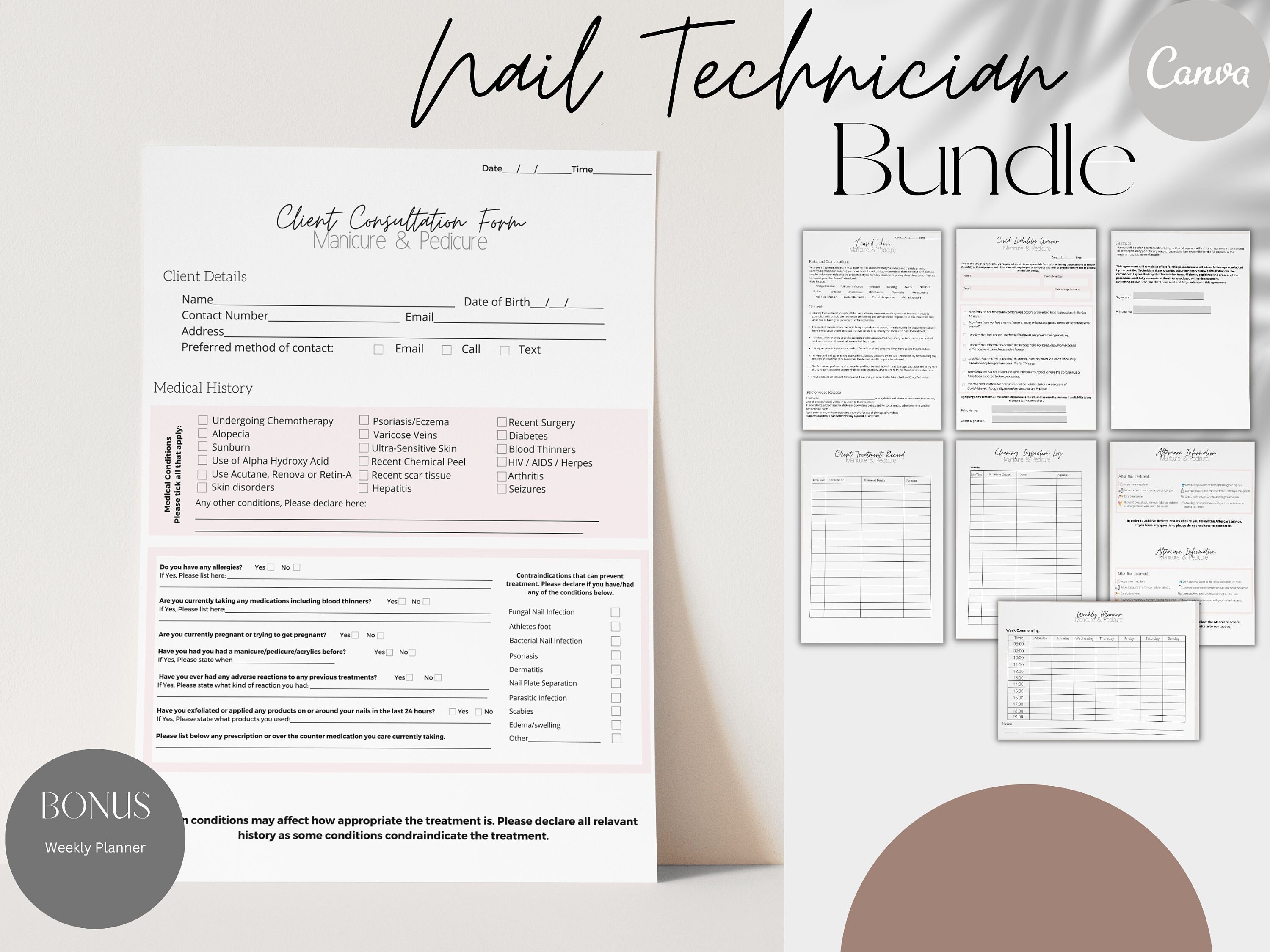 Nail Consultation Form Nail Technician Form Client Intake - Etsy