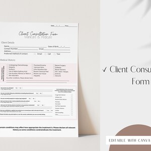 Nail Consultation Form, Nail Technician Form, Client Intake, Manicure ...