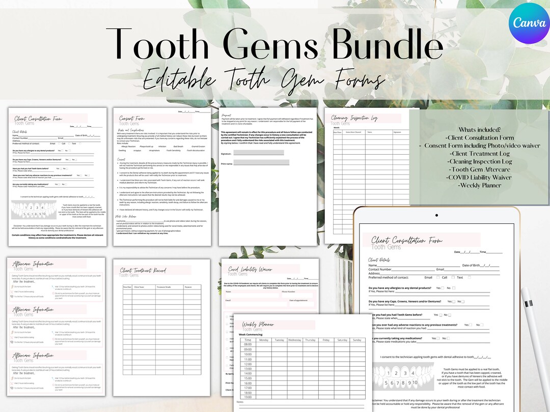 Tooth Gem Consent Form Tooth Gem Waiver Tooth Gem Aftercare - Etsy UK