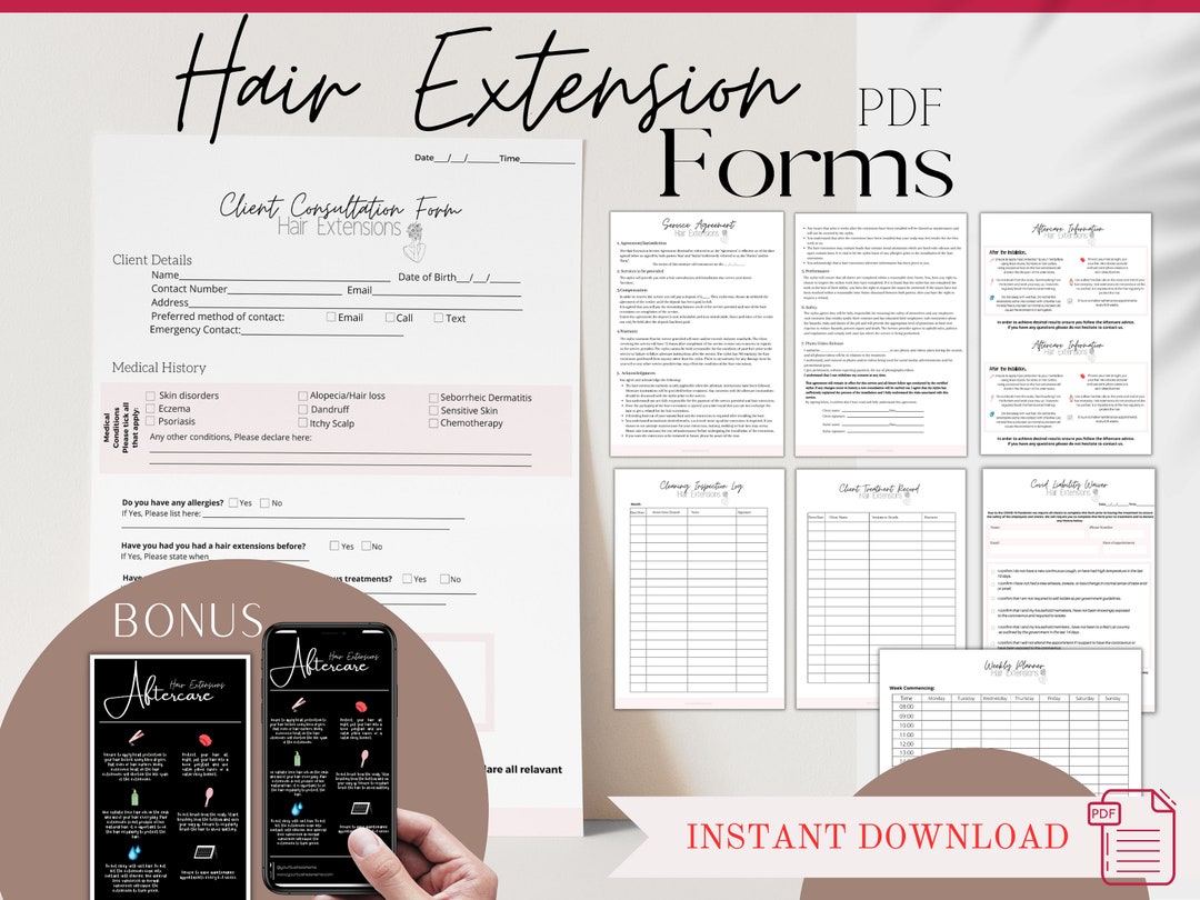 PDF Hair Extensions Contract Hair Extensions Consultation - Etsy