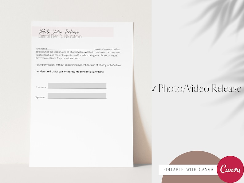 Editable Botox, Botulinum Toxin, Dermal Filler, Consent Form ...