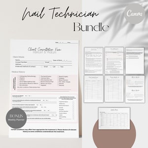 Nail Consultation Form, Nail Technician Form, Client Intake, Manicure ...