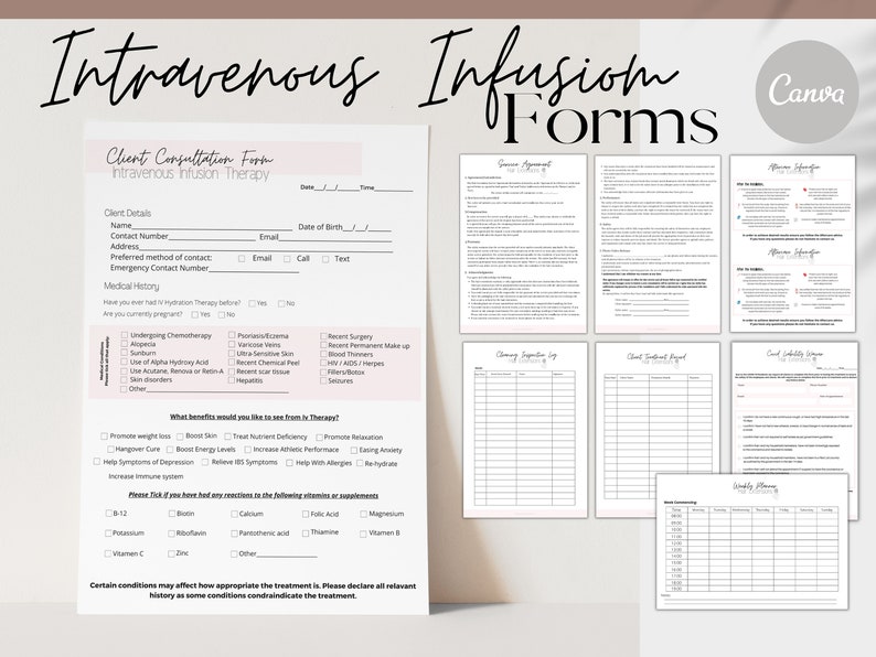 IV Therapy Intake Consent and Aftercare Form Intravenous - Etsy