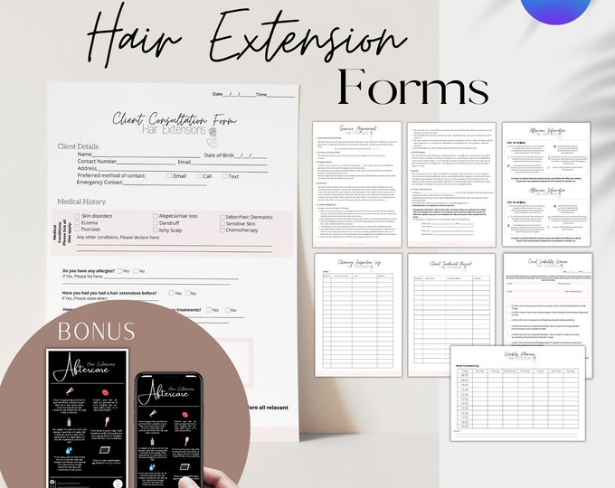 EDITABLE Hair Extensions Contract Hair Consultation Form Hair ...