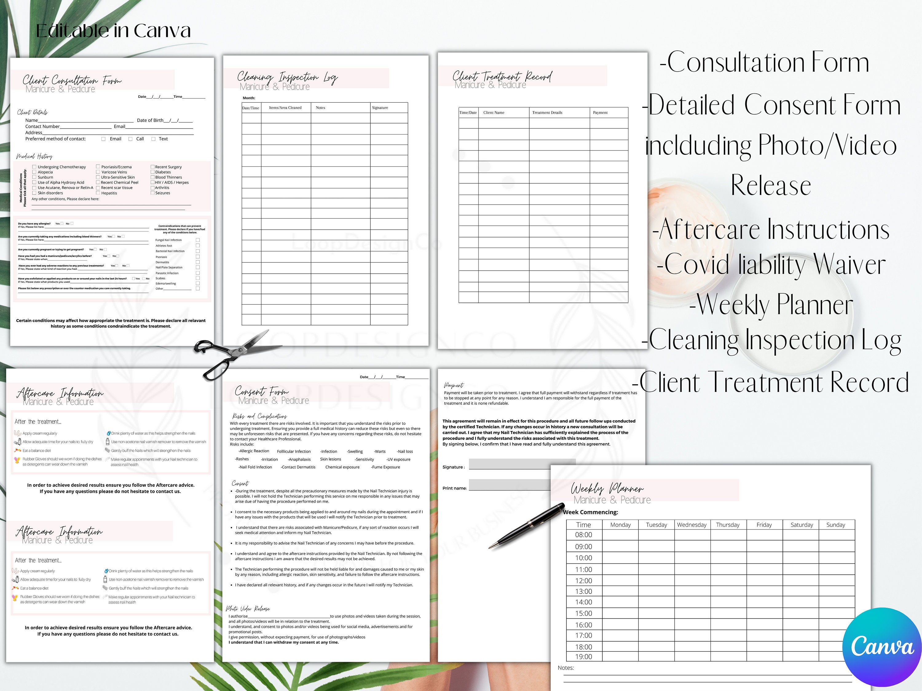 Nail Tech Branding Bundle, Nail Consent Form, Nail Instagram Templates ...