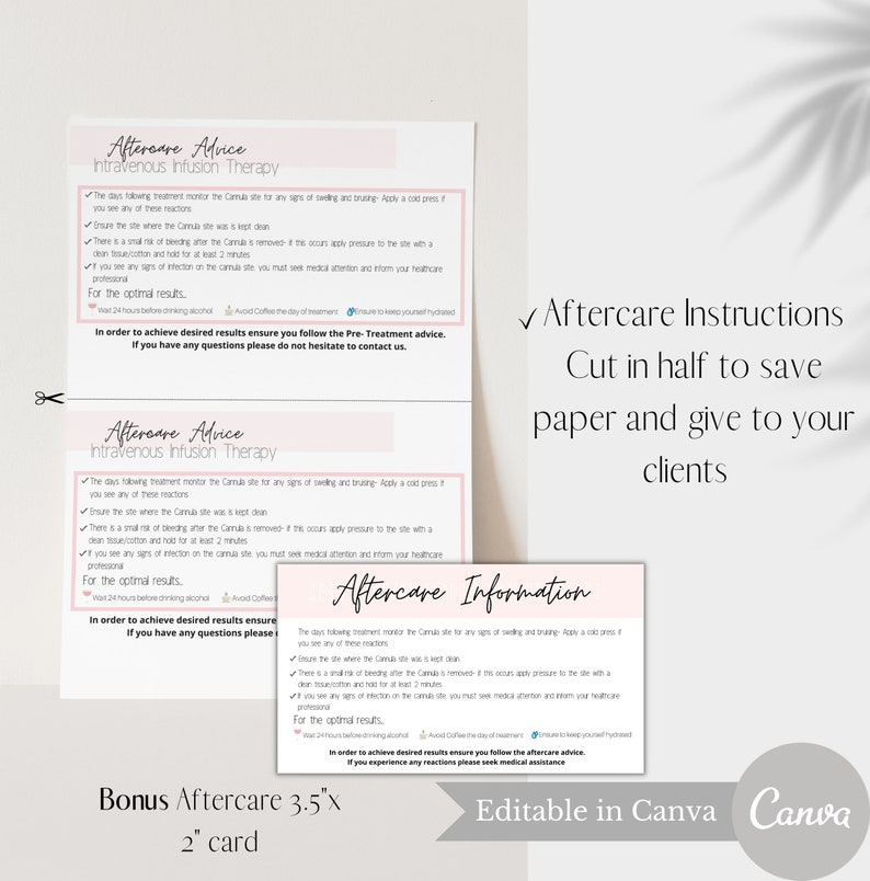 IV Therapy Intake, Consent, and Aftercare Form, Intravenous Therapy ...