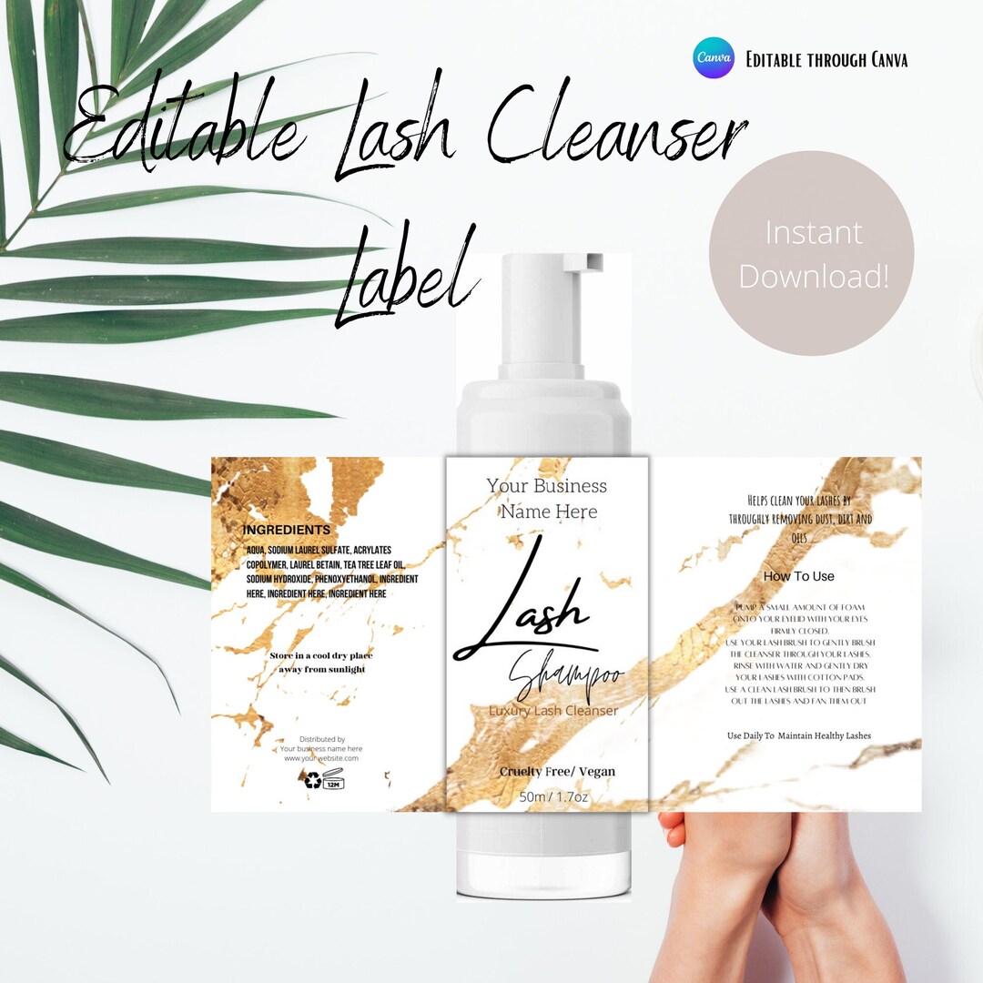 Lash Shampoo Label, Lash Bath Labels, Eyelash Extension Cleanser, Lash ...