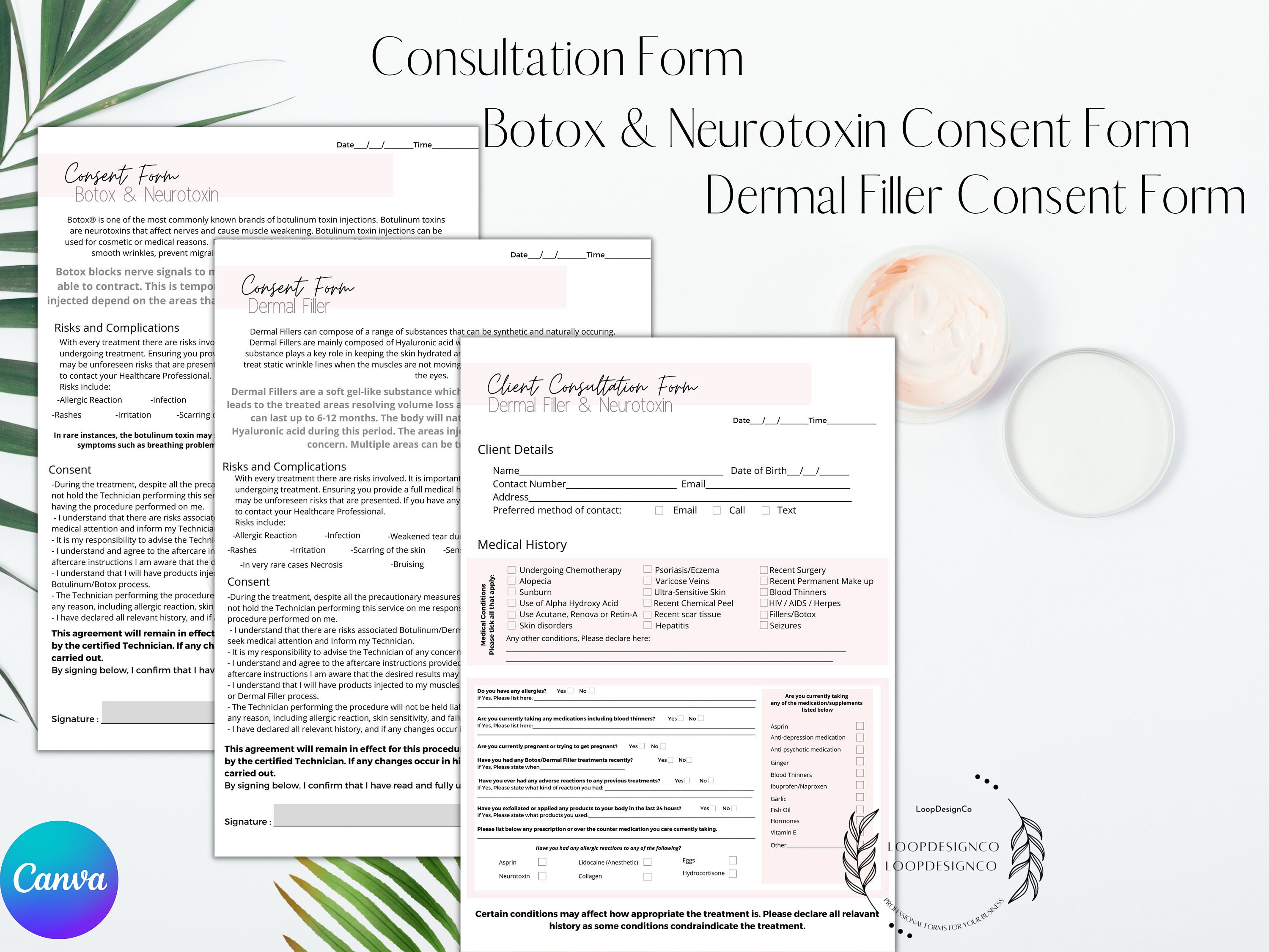 Editable Botox, Botulinum Toxin, Dermal Filler, Consent Form ...