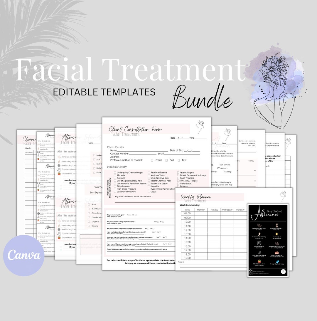 Facial Treatment Forms - Editable Esthetician Templates, Printable ...