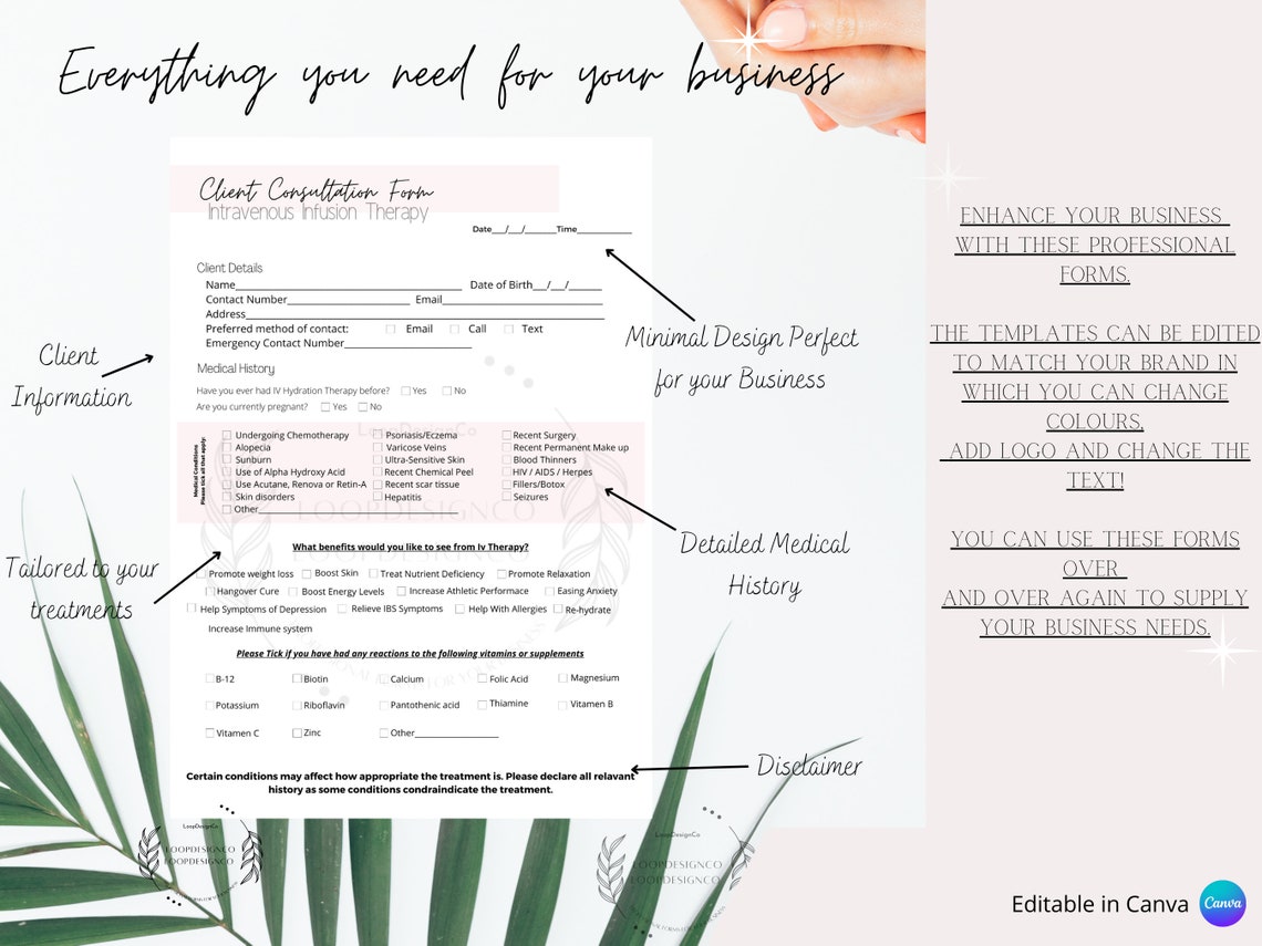 IV Therapy Intake, Consent, and Aftercare Form, Intravenous Therapy ...