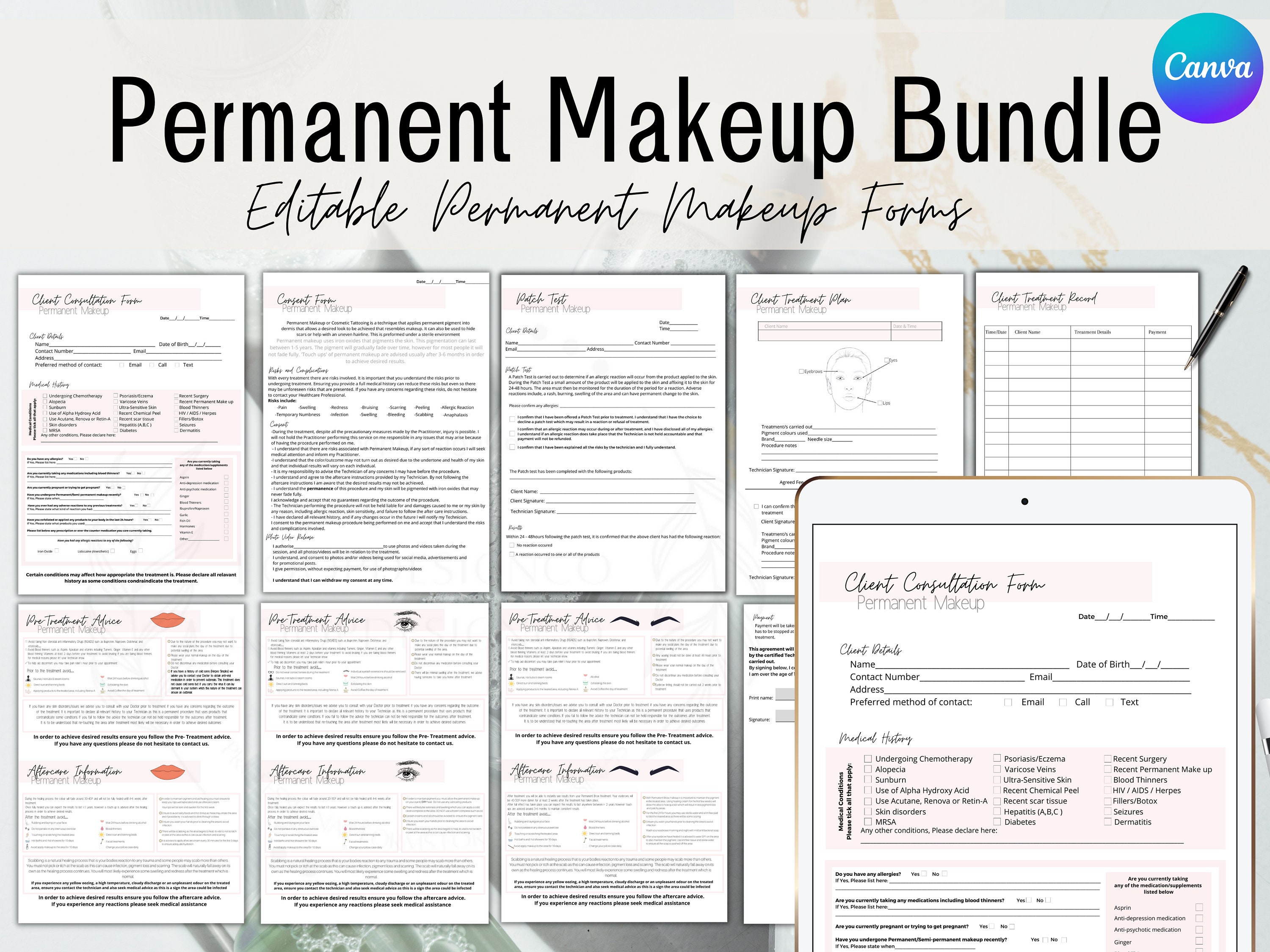 Editable Permanent Makeup Template Consent Forms - Etsy