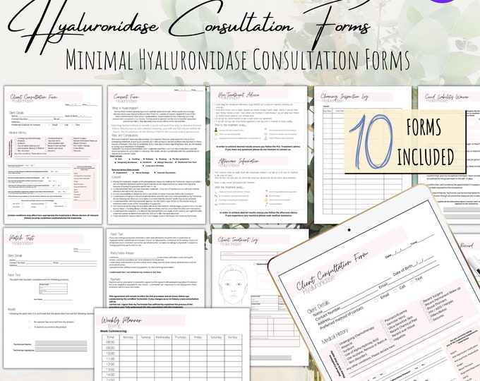 Hyaluronidase/ Hyalase Form, Consent Form, Dermal Filler Dissolving ...