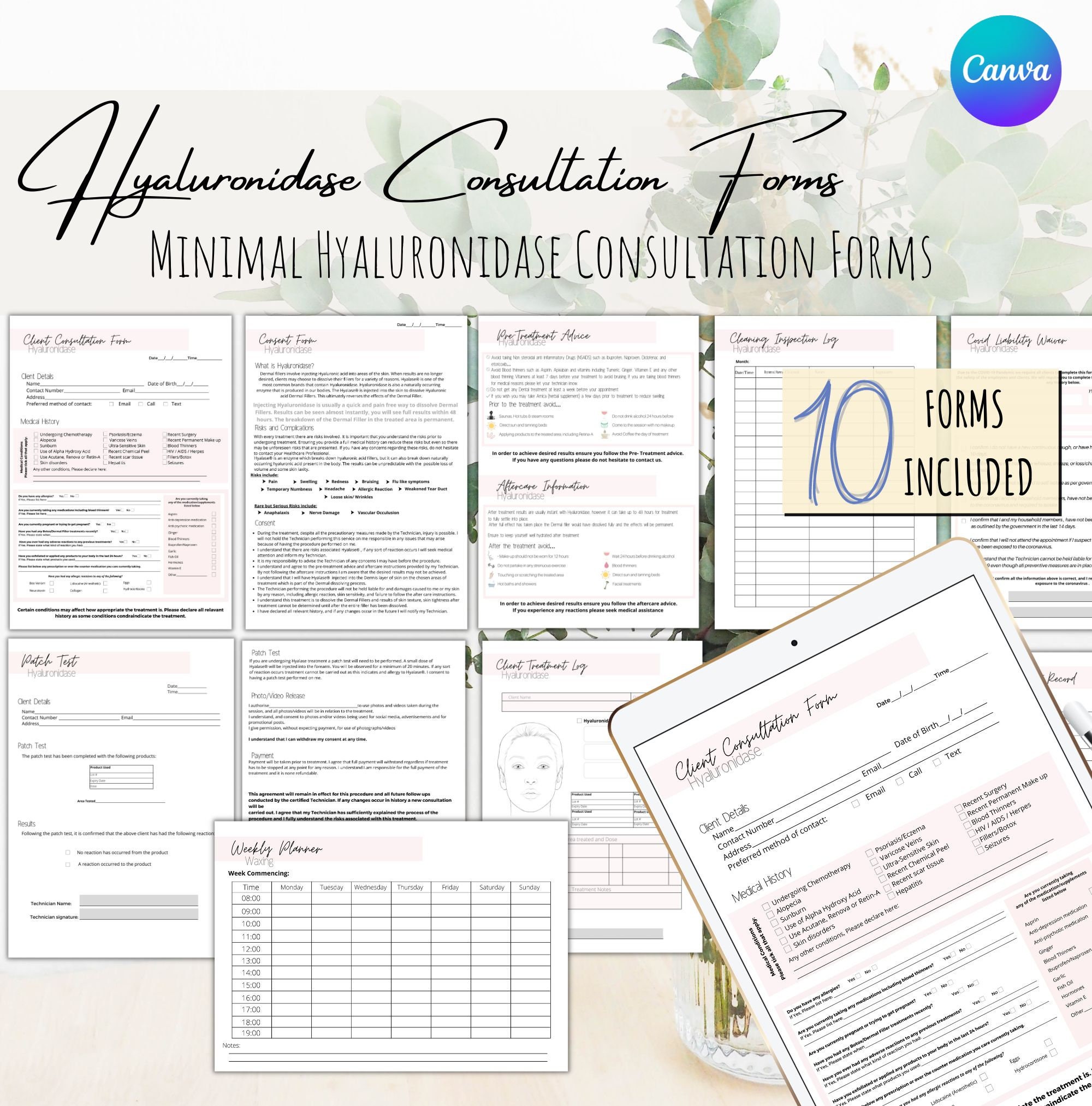 Hyaluronidase/ Hyalase Form Consent Form Dermal Filler - Etsy