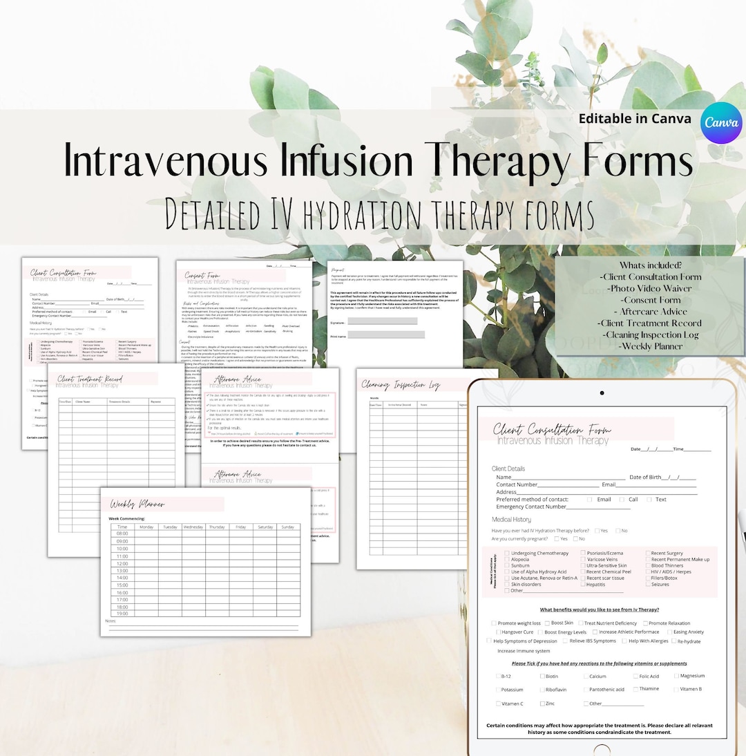 IV Therapy Intake, Consent, and Aftercare Form, Intravenous Therapy ...