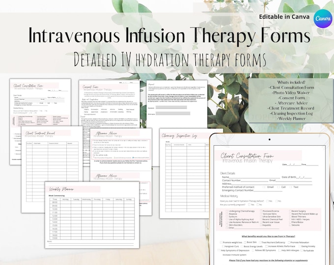IV Therapy Intake, Consent, and Aftercare Form, Intravenous Therapy ...