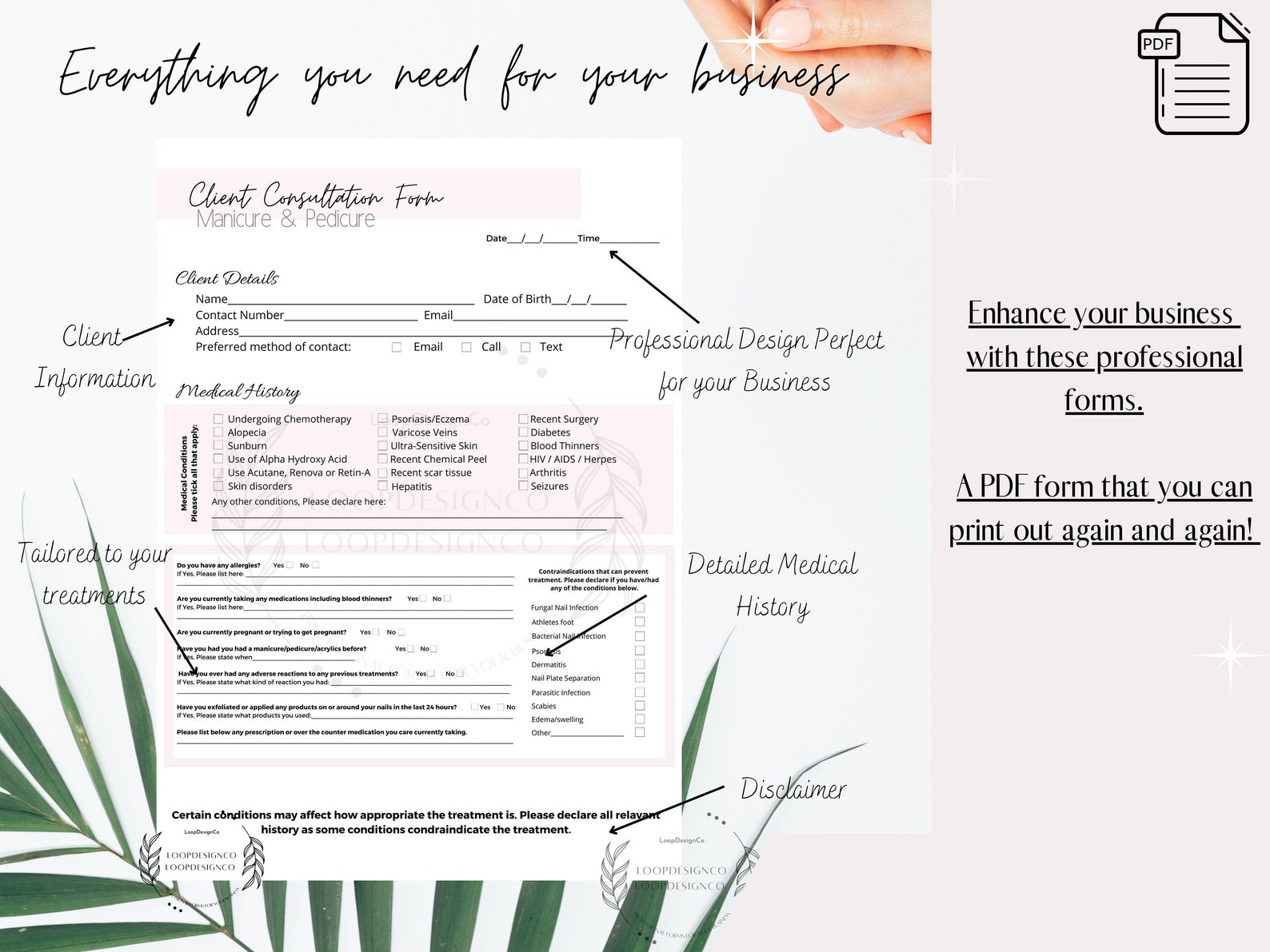 PDF Nail Consultation Form, Nail Technician Form, Client Intake ...