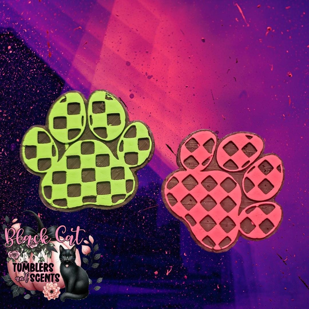 Checkered Paw Print Vent Clips Car Freshie - Etsy