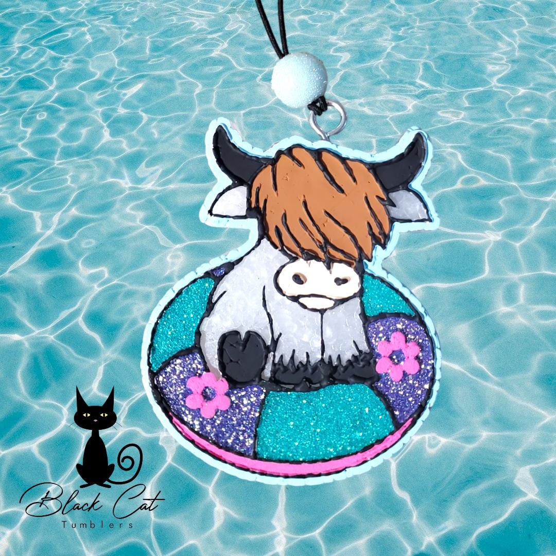 Highland Cow on Pool Float Car Freshie - Etsy