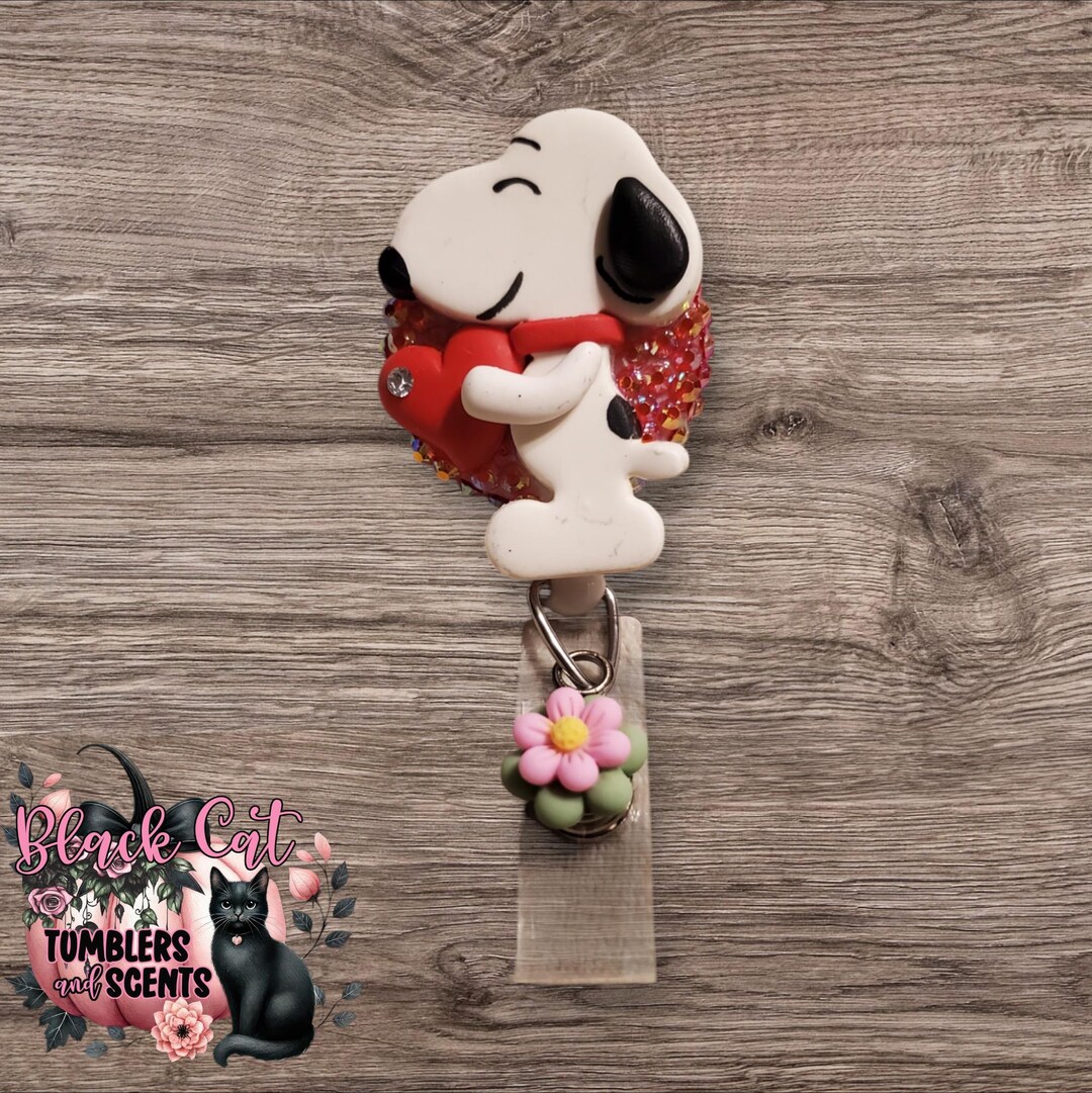 Snoopy Dog Clay Rhinestone Badge/holder Reel/badge Reel/nurse Badge ...