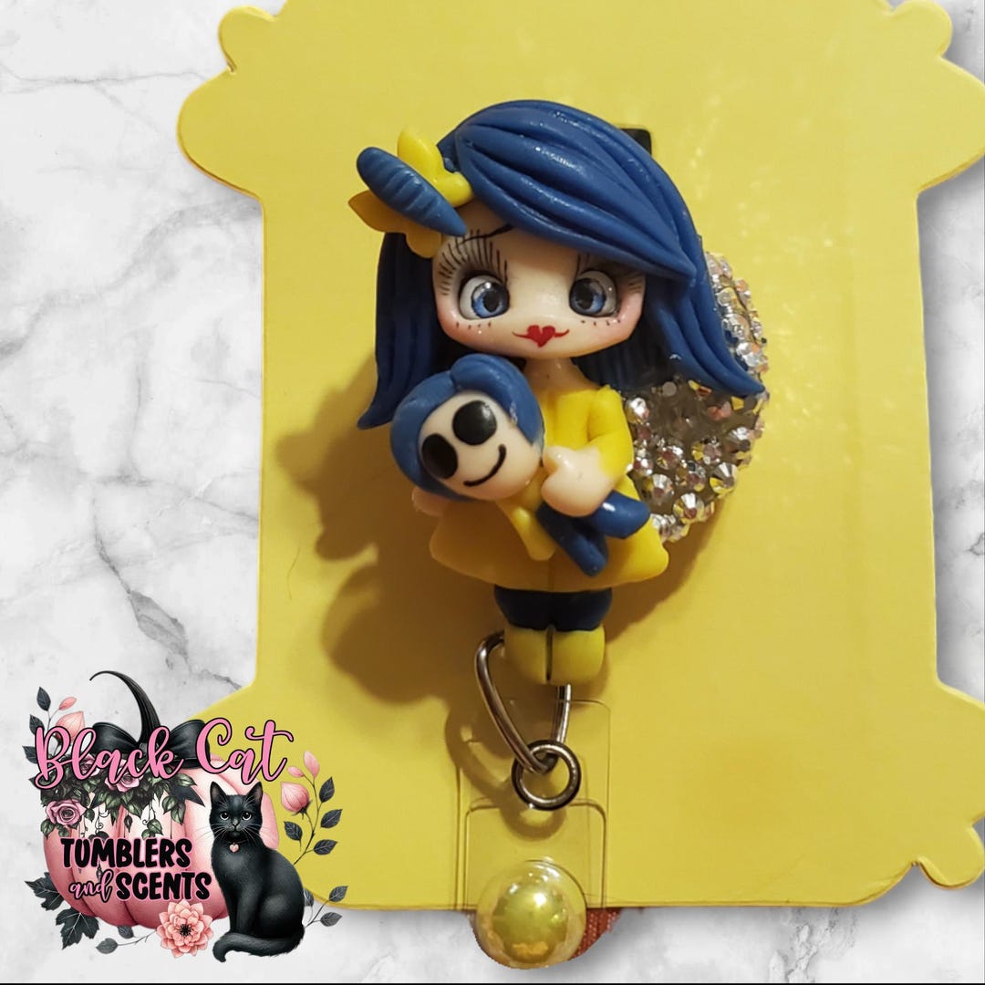 Coraline Clay Rhinestone Badge/holder Reel/badge Reel/nurse Badge/badge ...
