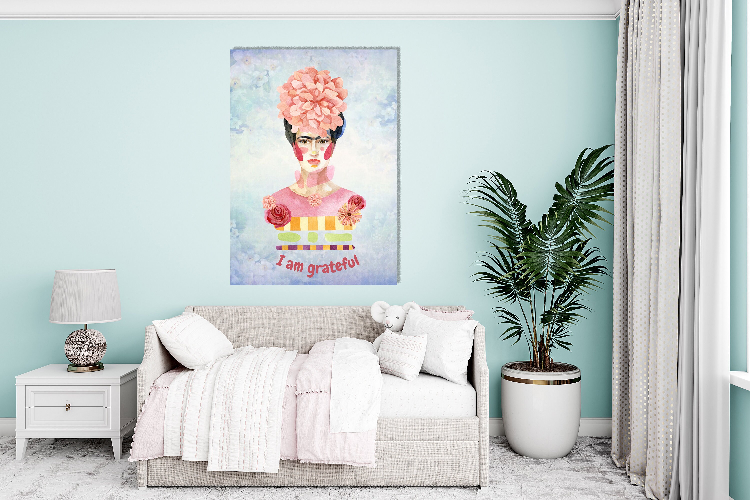 Frida Kahlo. Wall Art. Digital File. Head Flowers. Printed Artwork ...