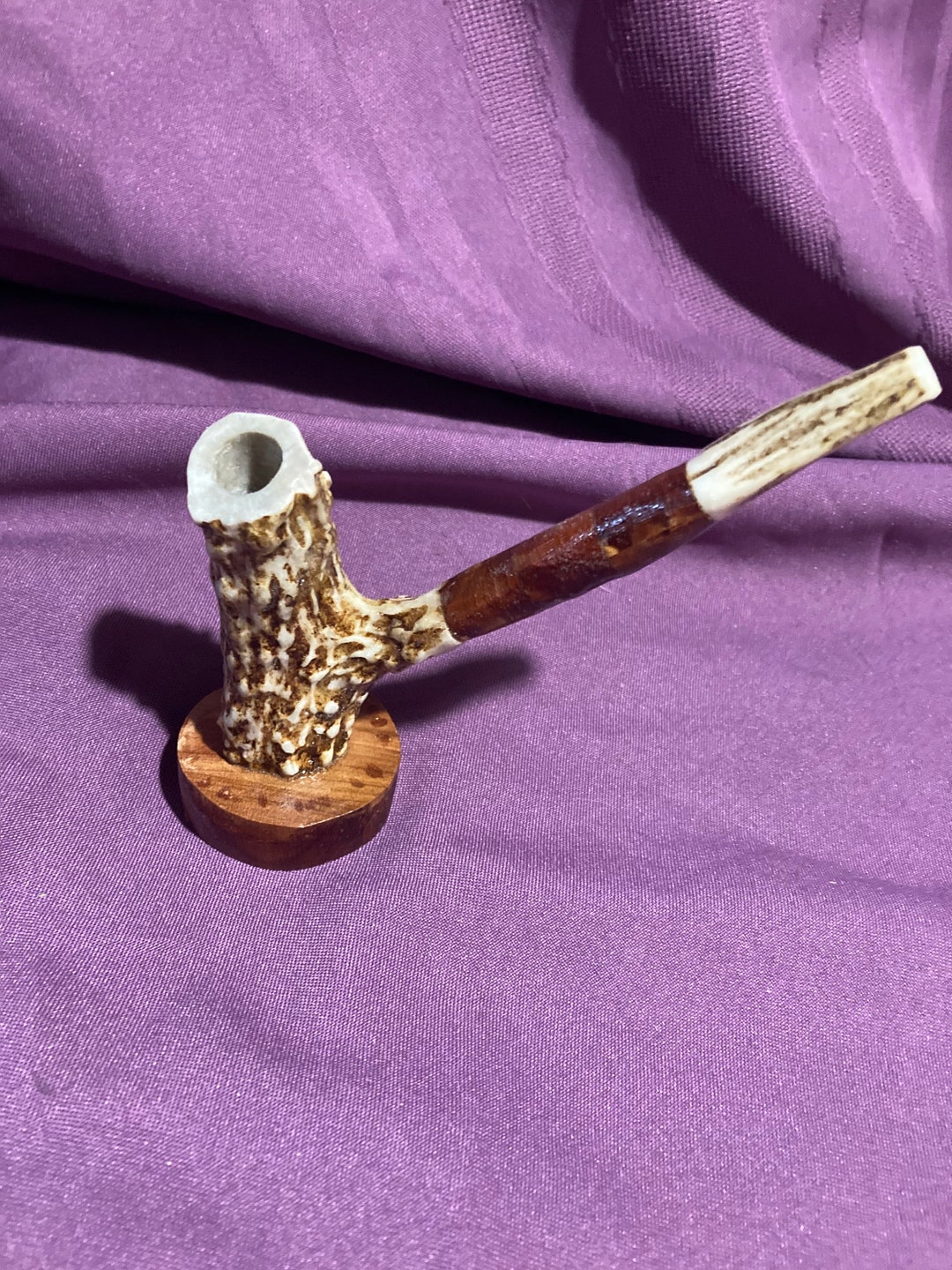 Deer Antler and Cedar Long Stem Smoke Pipe 00801 Hippie Pipe FREE ...