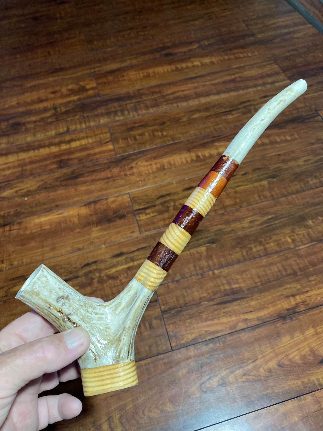 Deer Antler and Cedar Long Stem Smoke Pipe 00700 Hippie Pipe FREE ...