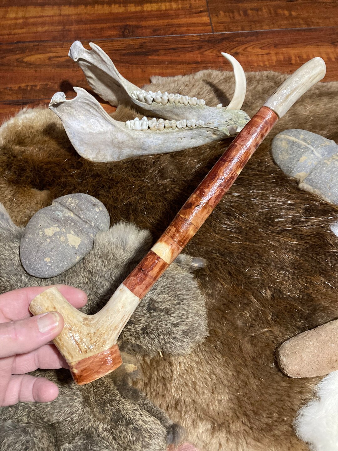 Deer Antler and Red Cedar Smoke Pipe00681 Hippy Pipe FREE - Etsy