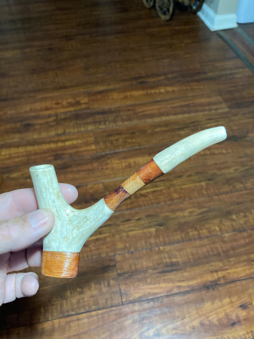 Deer Antler and Cedar Long Stem Smoke Pipe 00817 Hippie Pipe FREE ...