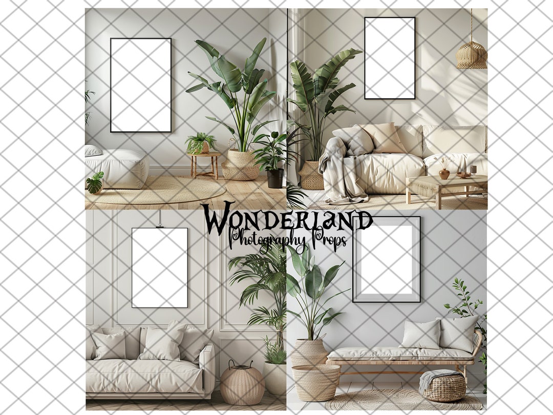 MOCK UP PNG Wall Art Vegetal Living Room - Collection I - Digital ...