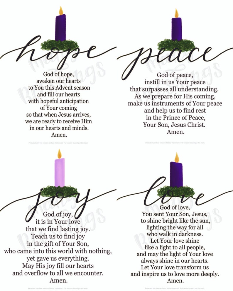 Advent Wreath Prayers Four Print Bundle Catholic Christian - Etsy